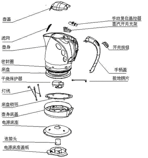 电水壶结构图解图标