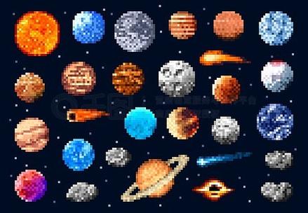 一个像素风宇宙探索游戏截图