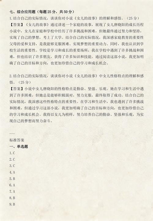 女儿的故事阅读测试题及答案图标