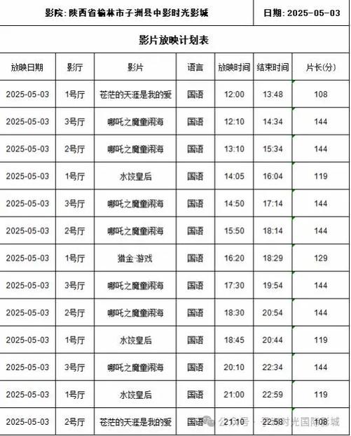 中影电影院今日放映表截图