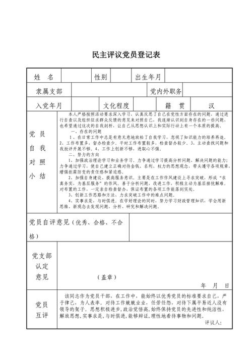 党员民主评议情况登记表图标
