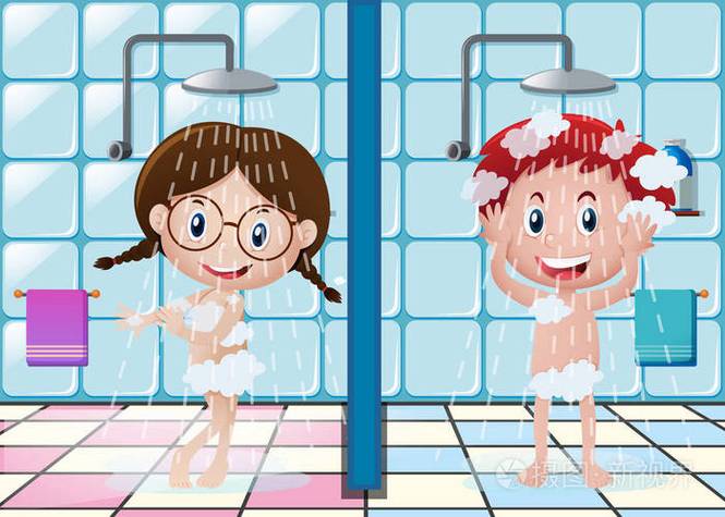女生带小孩去洗个澡小男孩不愿意一图标