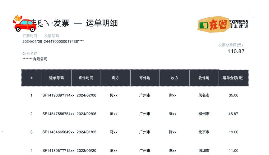 顺丰快递发票运单明细怎么查图标