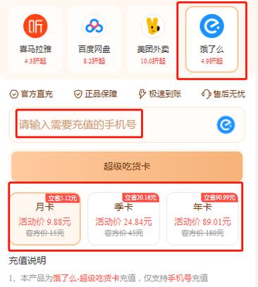 饿了么外卖平台月卡有什么用图标