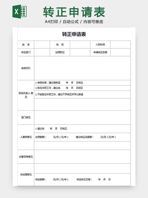 员工试用期转正申请表怎么写截图