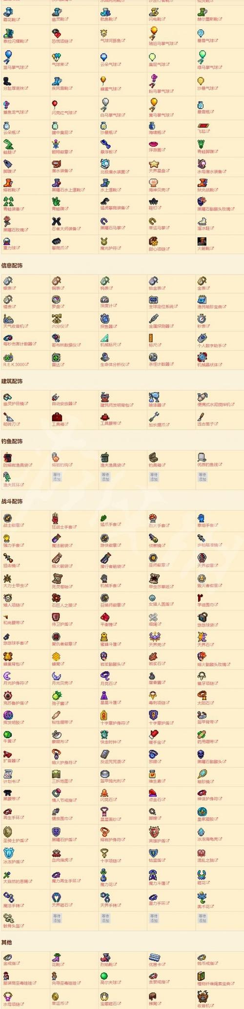 泰拉瑞亚1.4全物品图标