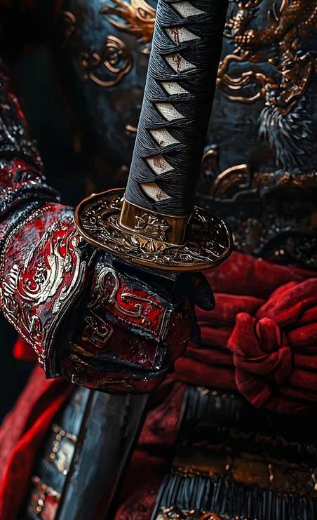 日本武士刀劈砍铠甲图标