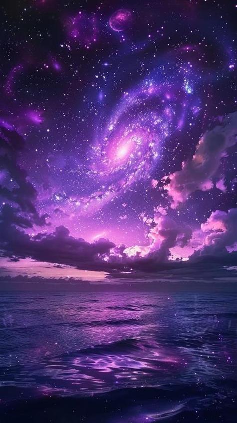 宇宙中紫色的星系图标