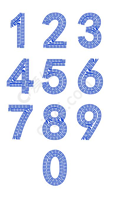 蓝色数字符号0到9图标