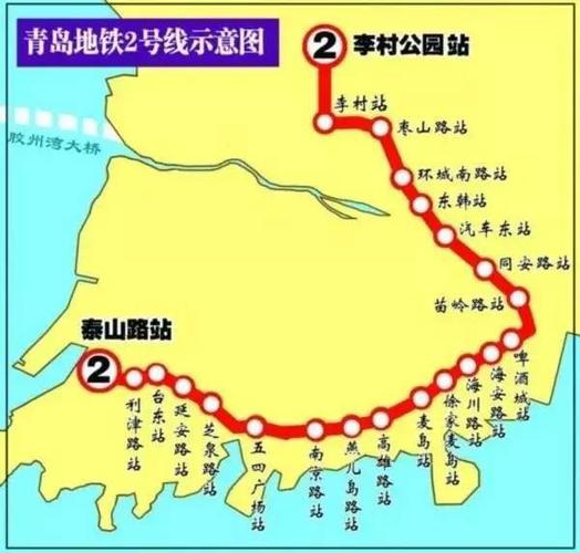 青岛地铁二号线线路图