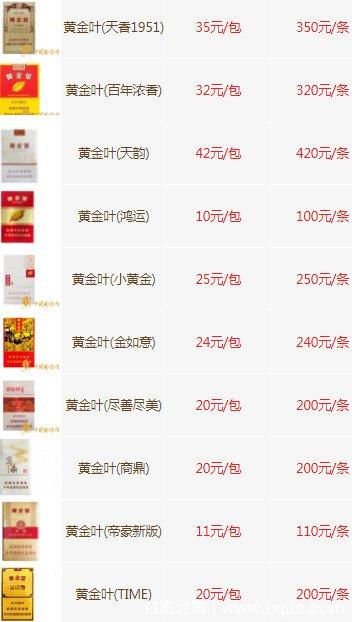 黄金叶细支26种价目表图标