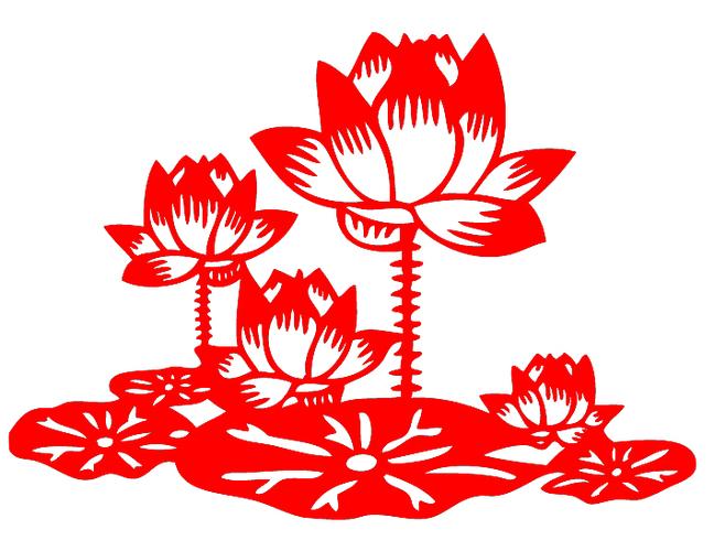 荷花剪纸图片图标