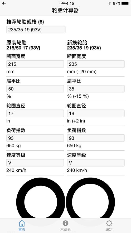 汽车轮毂轮胎计算器