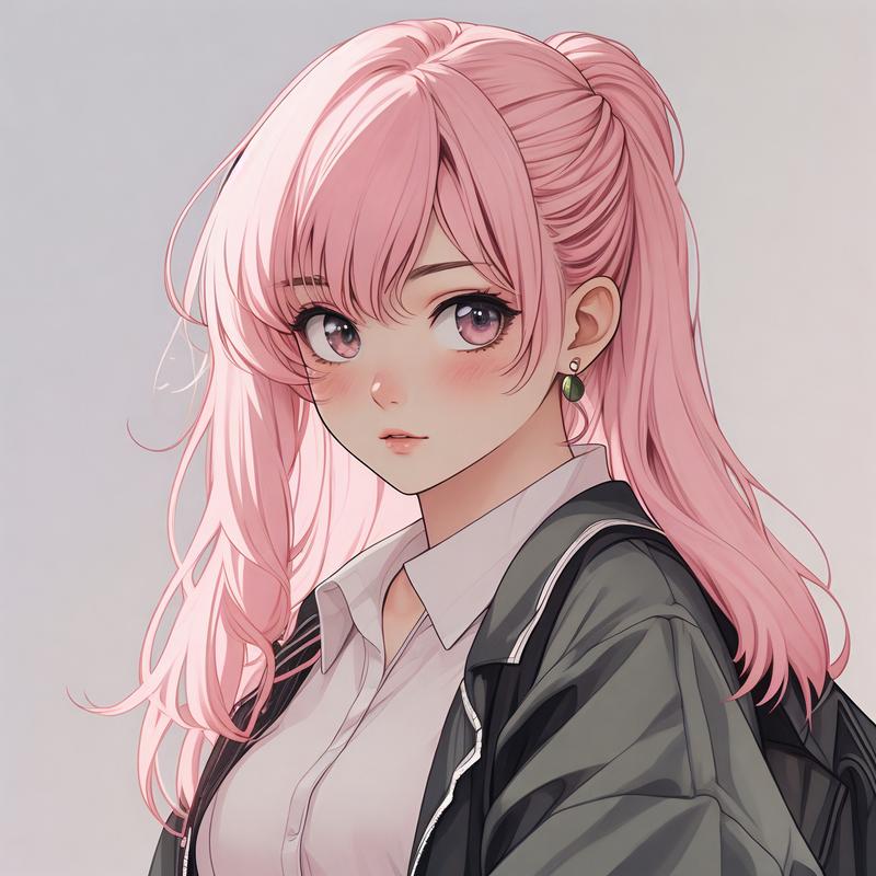 JK漫画粉头发女孩头像图标