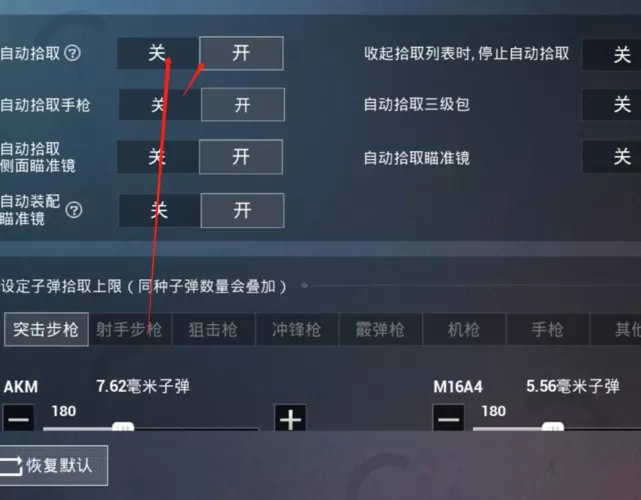 和平精英自动拾取开不开