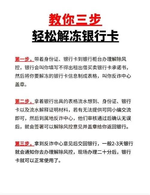 银行卡线上解冻流程图标