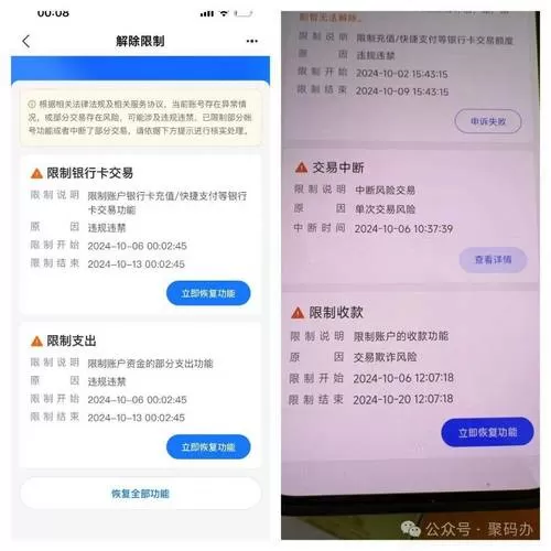支付宝支付受限24小时解除截图