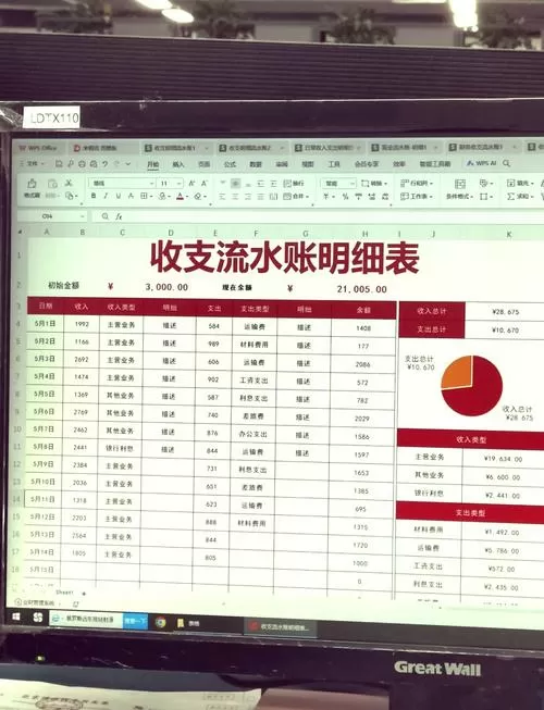 家庭日常流水账记录表