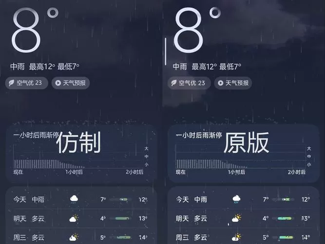 小米自带天气预报截图
