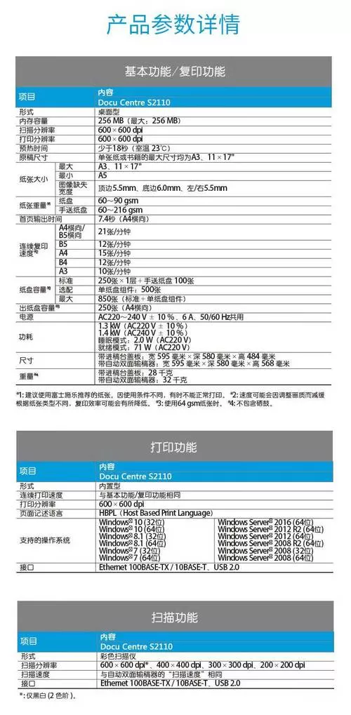 s2110打印机使用说明书截图
