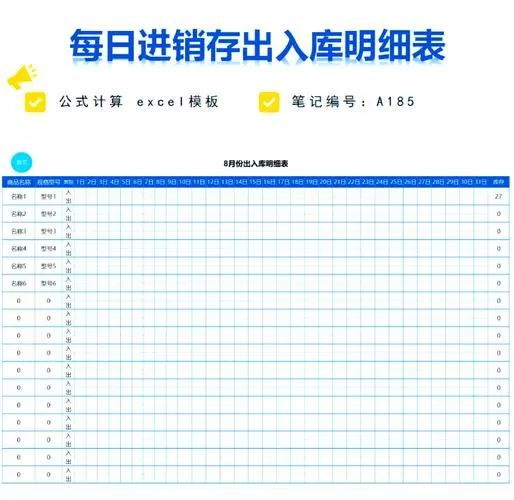 仓库材料出入库表格范本