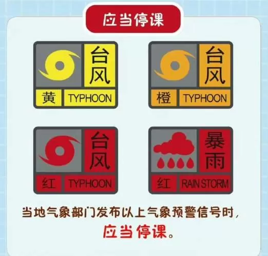 4个停课预警信号截图