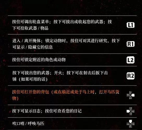 荒野大镖客2手柄按键说明截图