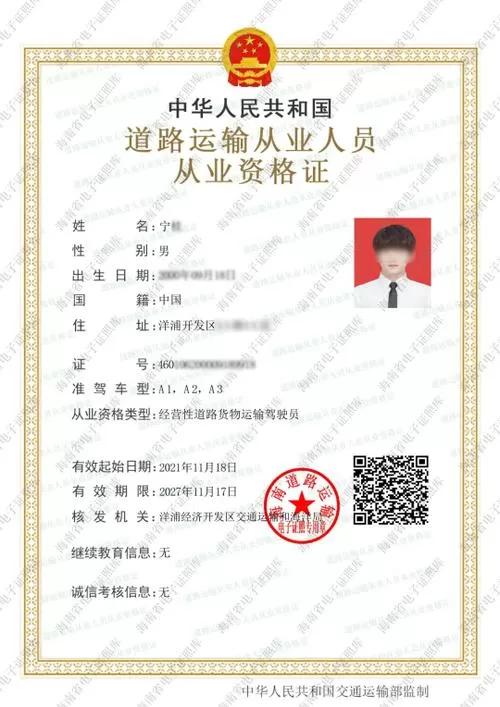道路运输从业人员从业资格证电子版图标