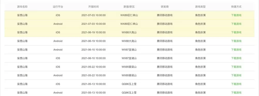 妄想山海开服时间表 第一
