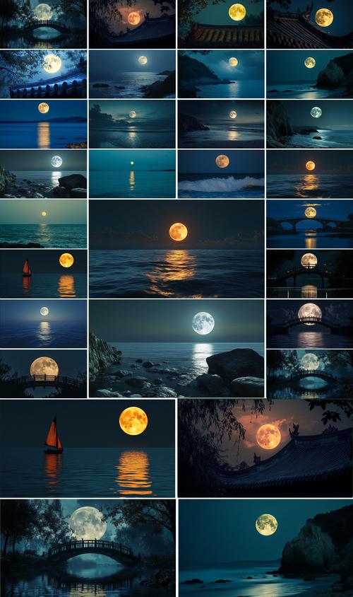 月亮夜景视频素材截图