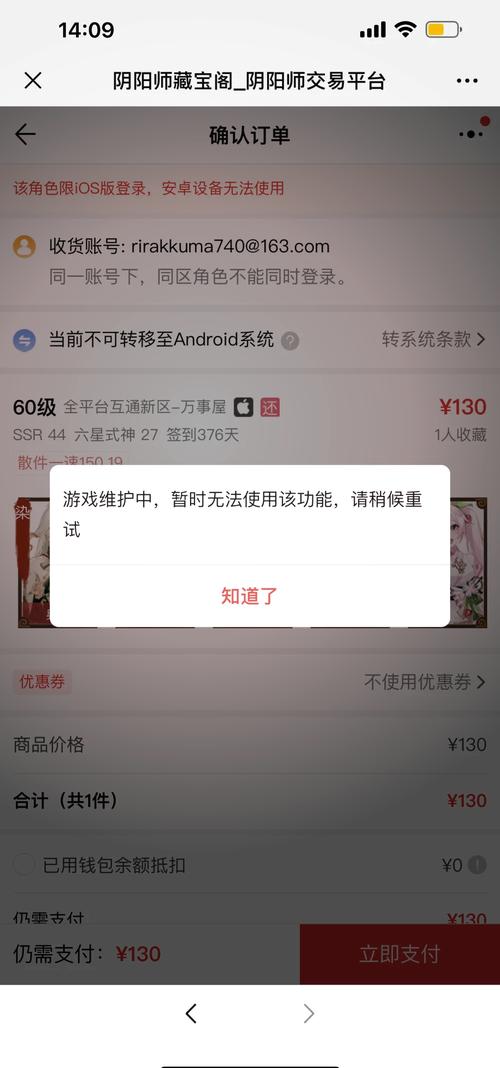 藏宝阁游戏维护中暂时无法使用该功能截图
