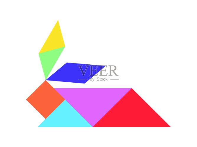 七巧板兔子拼图图标