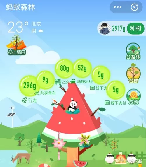支付宝种树能量对应表截图