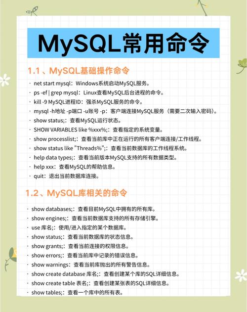 mysql数据库命令大全截图