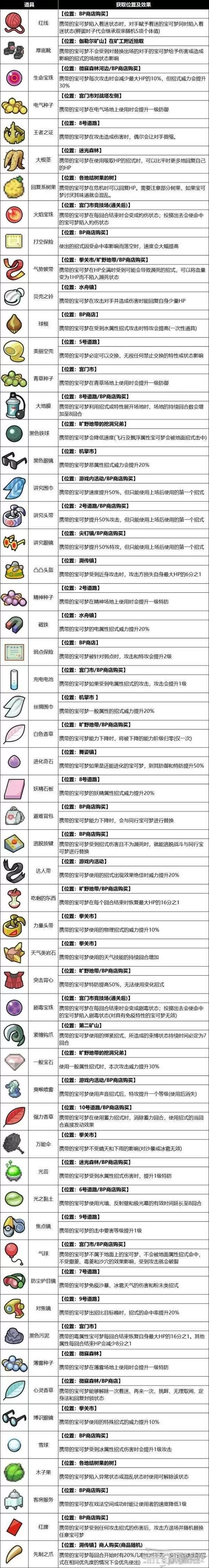 宝可梦道具大全详细介绍截图