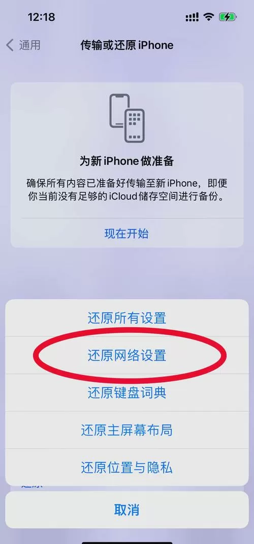 苹果手机恢复网络设置在哪里图标