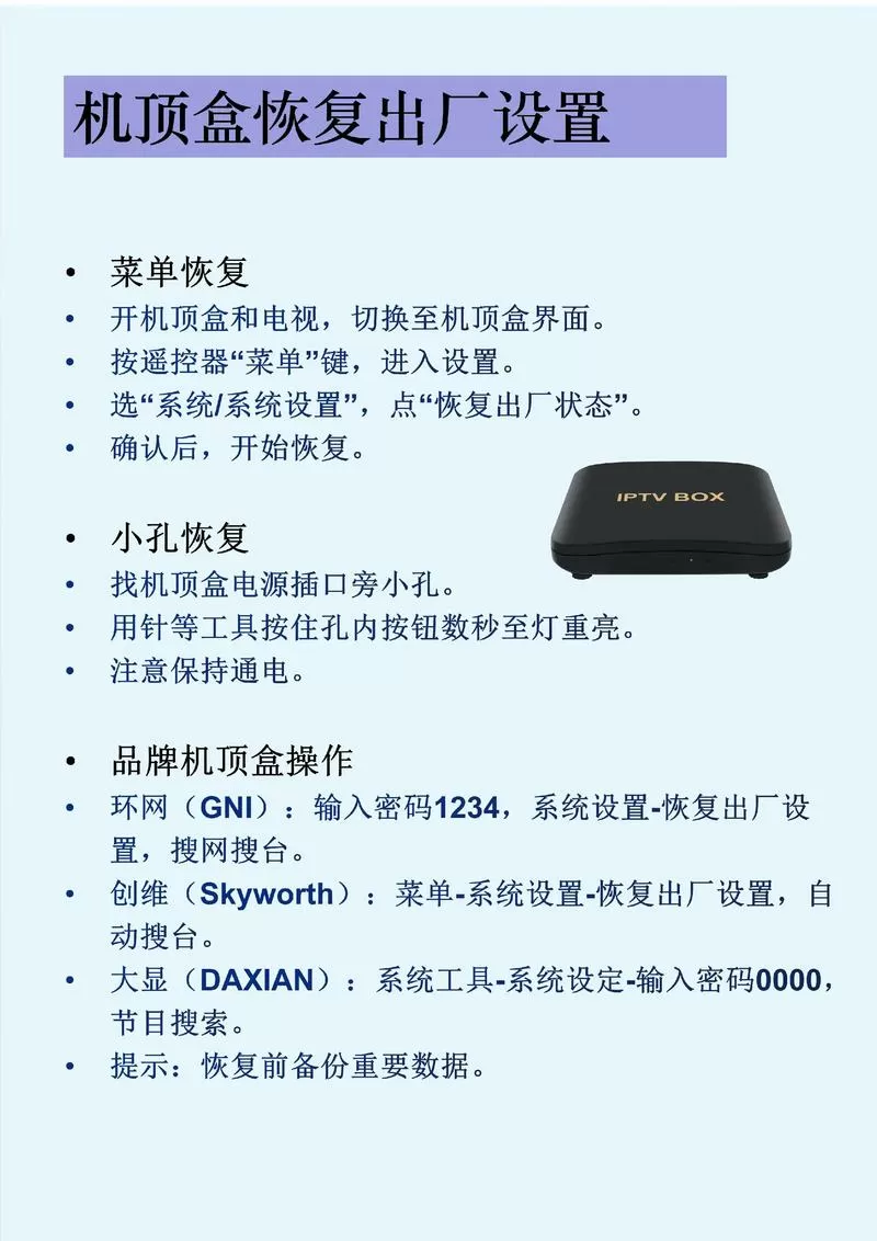 机顶盒长期不用如何恢复?图标