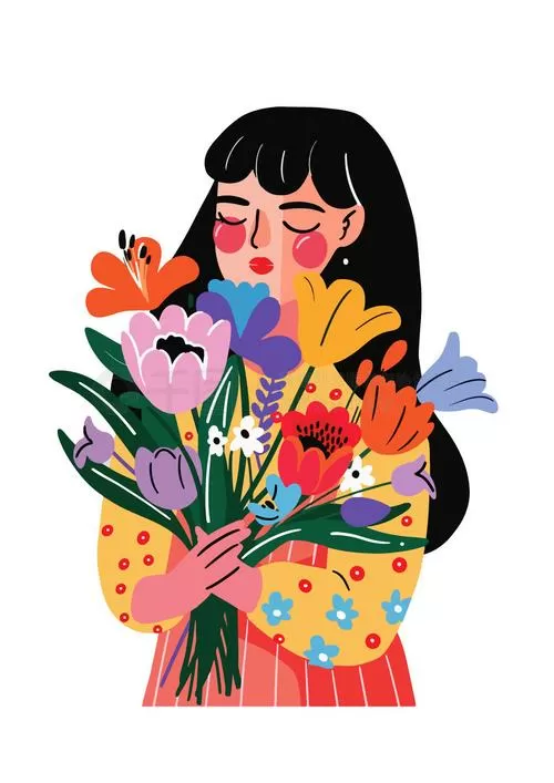 怀抱鲜花的女人看不懂截图