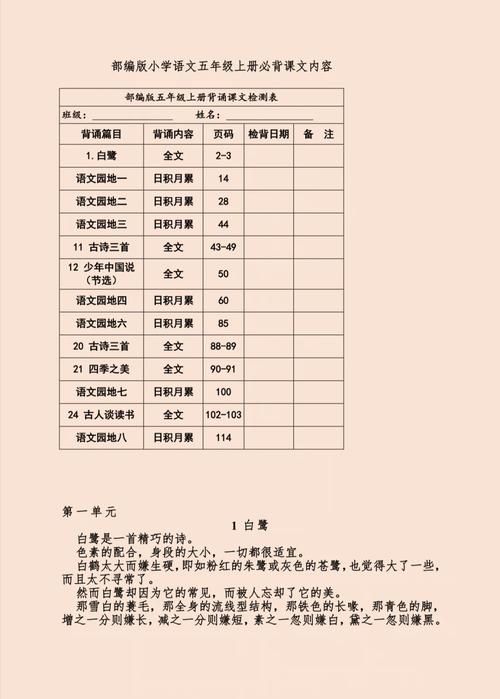 五上语文必背内容打印去广告版图标