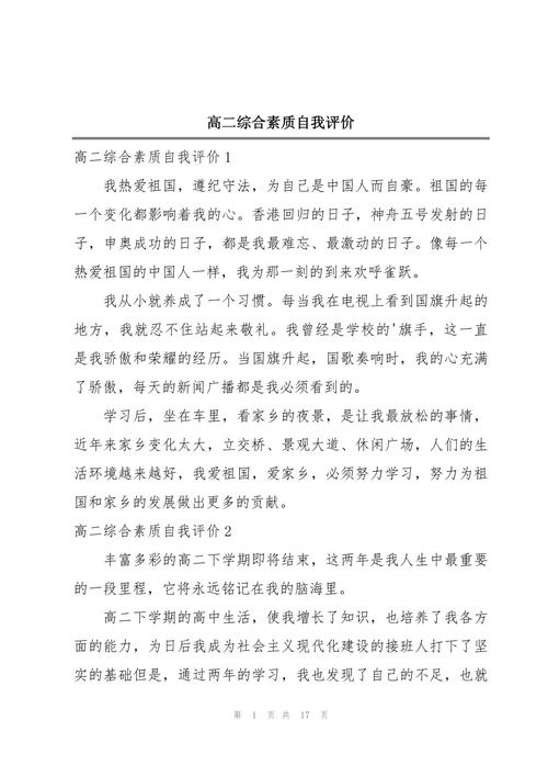 高二综合素质评价自我评价300字修改版图标