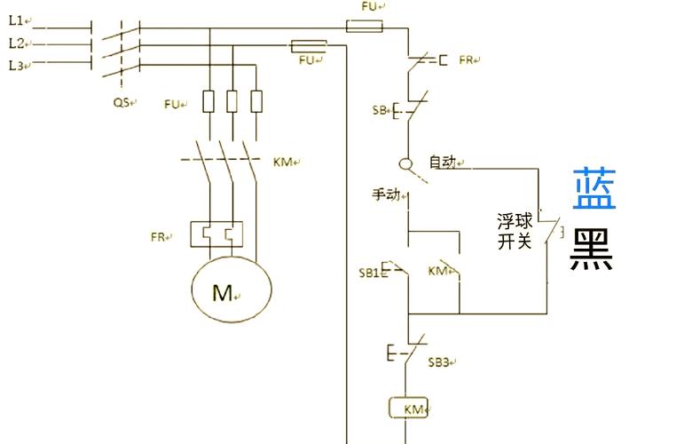 浮球开关继电器接线图图标