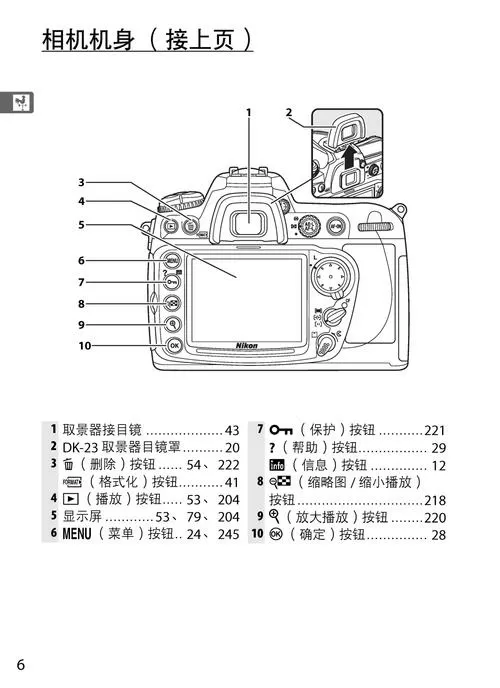 尼康3100说明书每个键图标