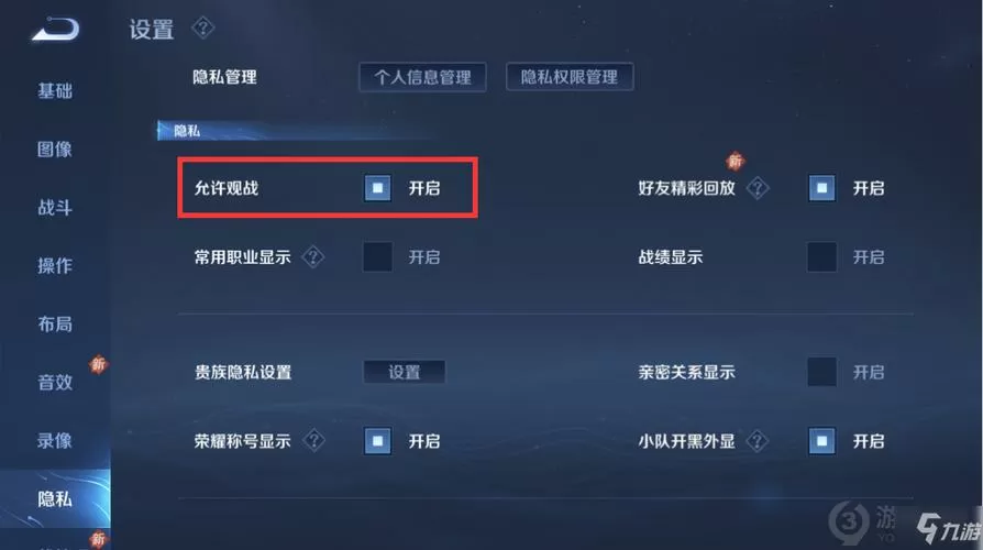 王者荣耀怎么设置允许观战