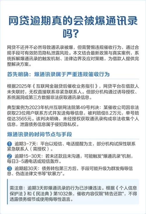欠网贷逾期被爆通讯录怎么办