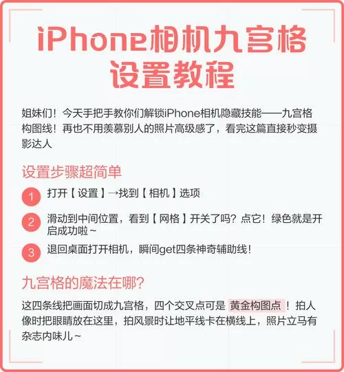 苹果原相机九宫格怎么设置