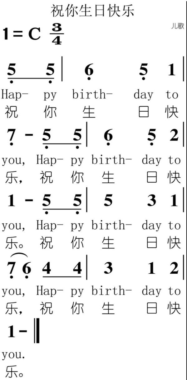 生日快乐歌简谱图标