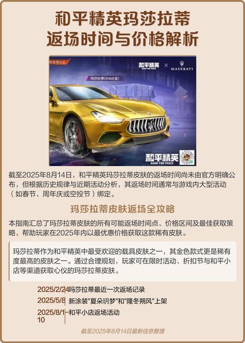《和平精英》2023玛莎拉蒂皮肤多少钱
