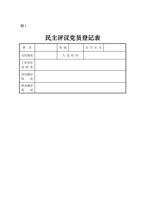 民主评议党员登记表