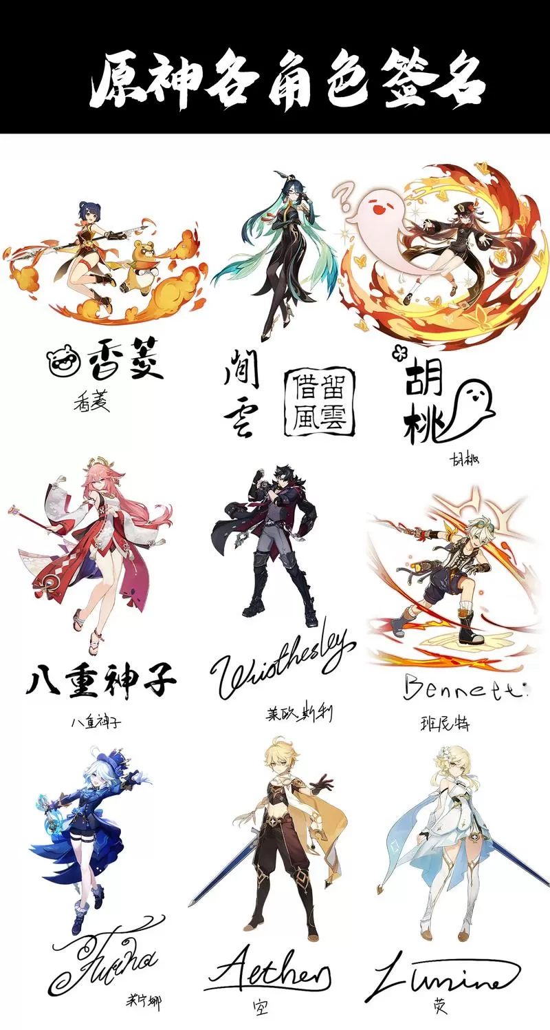 原神全部角色名称图标