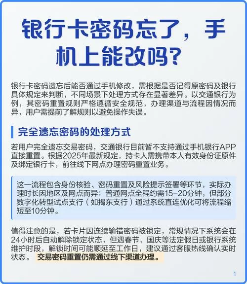 银行卡忘记密码可以在手机上改吗图标